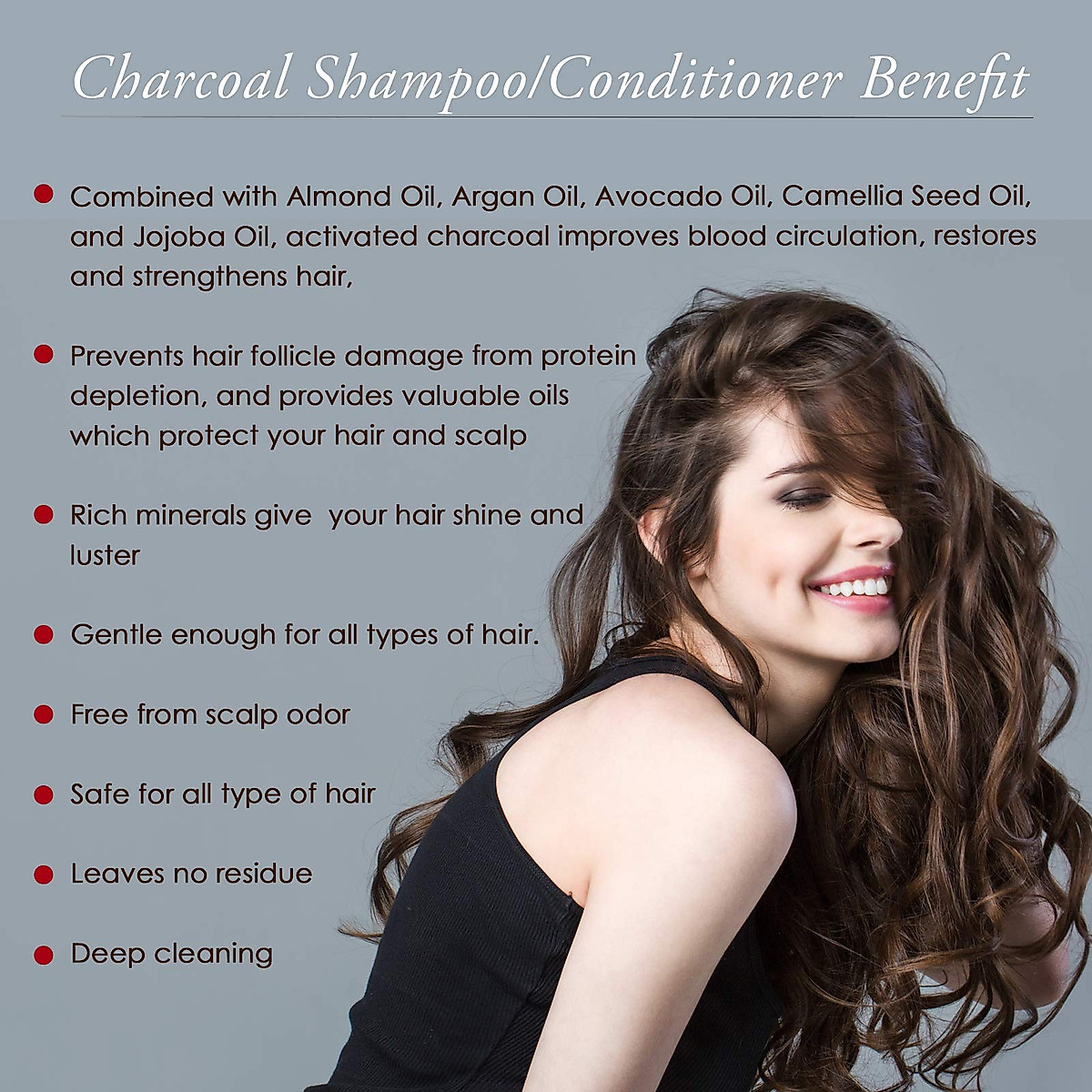 DOUNGURI Sulfate Free Activated Charcoal Hair Shampoo and Conditioner for Clarifying, Detoxification and Volumizing 16oz – Organic Ingredients: Argan (Moroccan), Avocado (Shampoo and Conditioner)