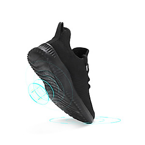 Slip On Sneakers for Women-Fashion Sneakers Walking Shoes Non Slip Lightweight Breathable Mesh Running Shoes Comfortable All Black 8.5