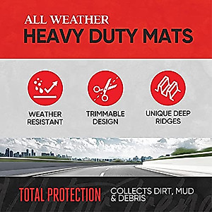 Motor Trend FlexTough Performance All Weather Rubber Car Mats with Cargo Liner - Full Set Front & Rear Floor Mats for Cars Truck SUV, Automotive Floor Mats (Black)
