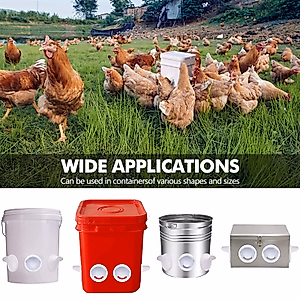 6 Pack DIY Chicken Feeder Kit, No Waste Poultry Feeder Port Gravity Feed Kit for Buckets, Barrels, Bins | Rian Proof (6 Feeder Ports with Hole Saw)