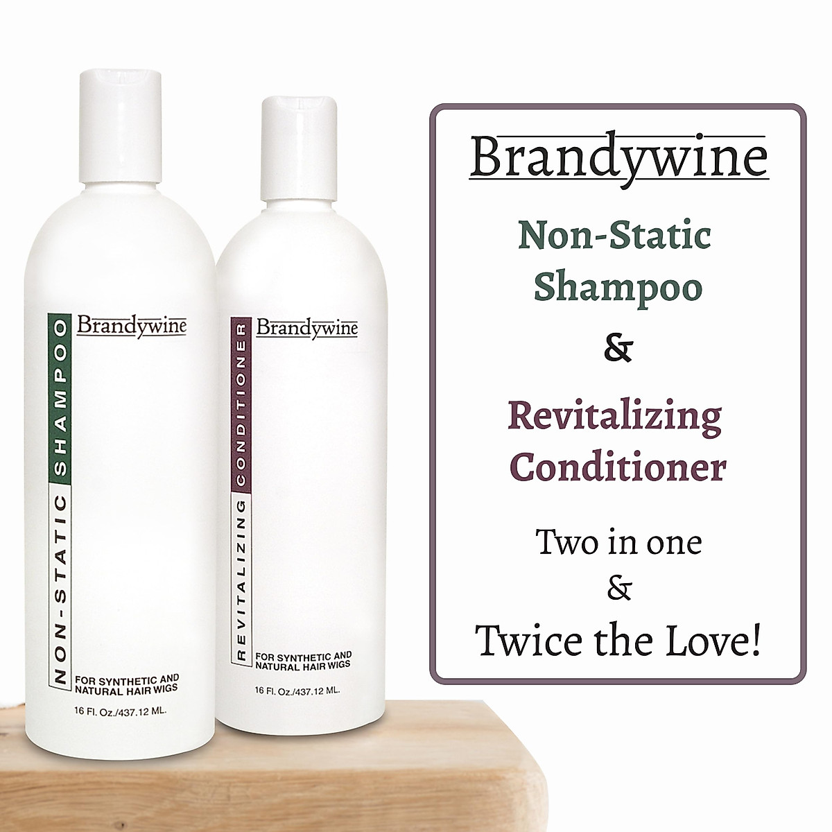 Brandywine Non Static Shampoo & Revitalizing Conditioner 16 Ounce., Value Pack Bundle 2 items