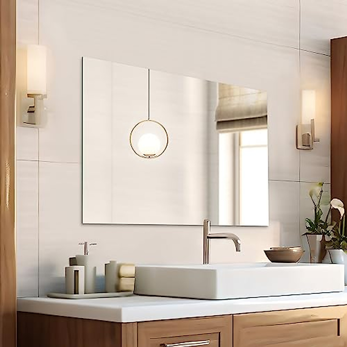 Mirrorons Frameless Mirror, Wall Mirror 40" x 32", Modern Rectangle Bathroom Mirrors for Wall with Polished Edge, Hangs Horizontally or Vertically. Entryways, Bathroom, Gym.