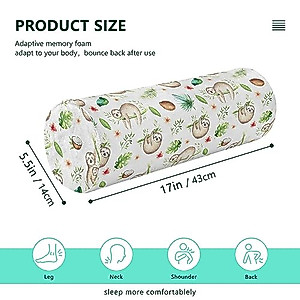 Vnurnrn Sloth Neck Support Pillow Round Neck Roll Bolster Cylinder Pillow Cervical Pillows Knee Pillow for Leg Knee Back Head Support for Bedroom Camp Work Women Men