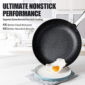 MICHELANGELO 10 Inch Frying Pan with Lid, Hard Anodized Frying Pan Nonstick, Granite Frying Pans Nonstick with Lids, 10 Inch Induction Skillet Nonstick Frying Pan