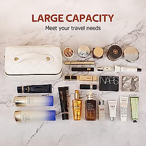 Portable Travel Makeup Bag Set, Women Cosmetics Bags, Large Capacity Makeup Bag Organizers Multipurpose Toiletry Bags Transparent Storage Case for Girls 2 Pcs White