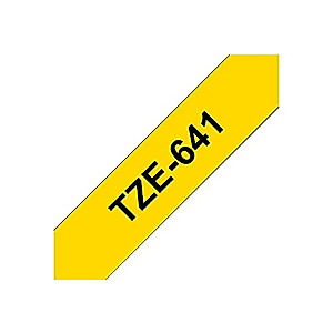 Brother Tze641 Tze Standard Adhesive Laminated Labeling Tape, 3/4-Inch W, Black On Yellow