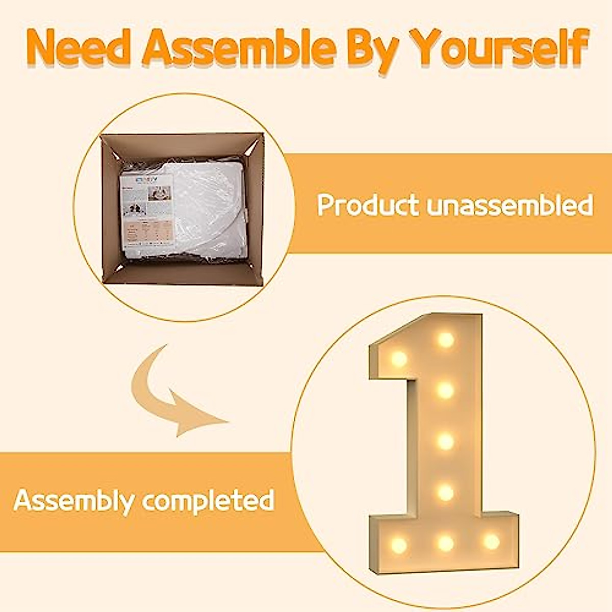 imprsv 3FT Marquee Light Up Numbers, Mosaic Numbers for Balloons, Number 1 Balloon Frame, Marquee Light Up Letters,1st Birthday Decorations, First Birthday Party Decor, Anniversary Decorations