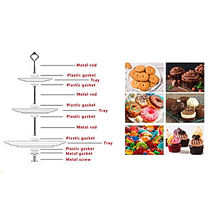 10 Pcs Pink Plastic Cake Stand, 4 Pcs 3 Tier Dessert Display Stands Cookie Tray Rack Serving Tray Cake Display Tower and 6 Pcs Dessert Trays for Wedding Baby Shower Tea Party (Pink)