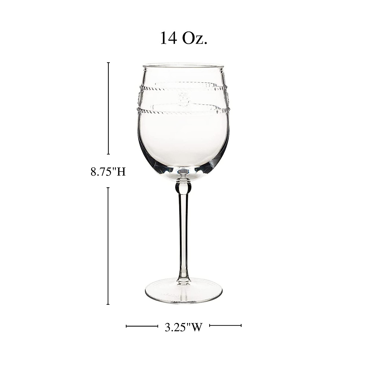 Juliska Isabella Acrylic Wine Glass, Acrylic Glass - Clear Acrylic, Embossed Drinking Glass