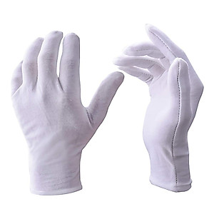 Zealor White Gloves, 12 Pairs Soft Cotton Gloves, Coin Jewelry Silver Inspection Gloves, Stretchable Lining Glove, Medium Size