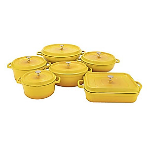G.E.T. CA-011-Y/BK Heiss Lightweight Cast Aluminum Dutch Oven, 2.5 Quart, Round, Yellow