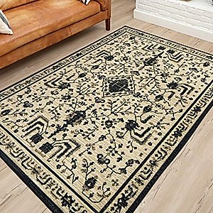 Mohawk Home Modern Farmhouse Daran Black Border Traditional (5' X 7') Area Rug