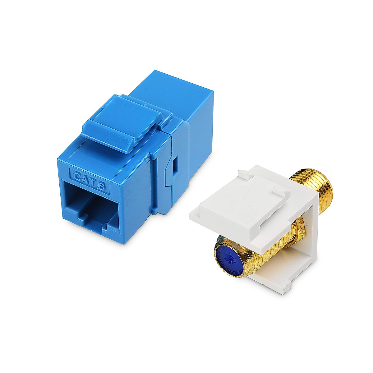 Cable Matters 2-Pack UL Listed 2-Port Ethernet Coax Wall Plate (Coax and Ethernet Wall Plate, Ethernet Coaxial Wall Plate) in White