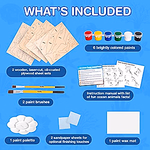 CoolToys Extraordinary Ocean Paint n' Play 3D Model and Craft Kit - Educational and Fun 3D Wooden Models Building and Painting Set for Kids Ages 6+ - Creative STEM Art Project for Boys and Girls