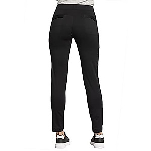 Cherokee Statement Women Scrubs Pant Mid Rise Tapered Leg Drawstring CK055, S, Black