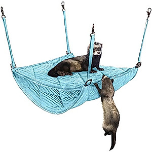 Small Pet Hammock - Ferret Hammock – Soft, Plush 2-Level Ferret Bed – Strong Hanging Hammock Pet Bedding – Machine-Washable Small Animal Hammock, Rat Bed, Guinea Pig Hammock by 2Brothers Wholesale