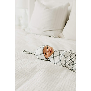 Large Premium Knit Baby Swaddle Receiving Blanket "Ledger" by Copper Pearl