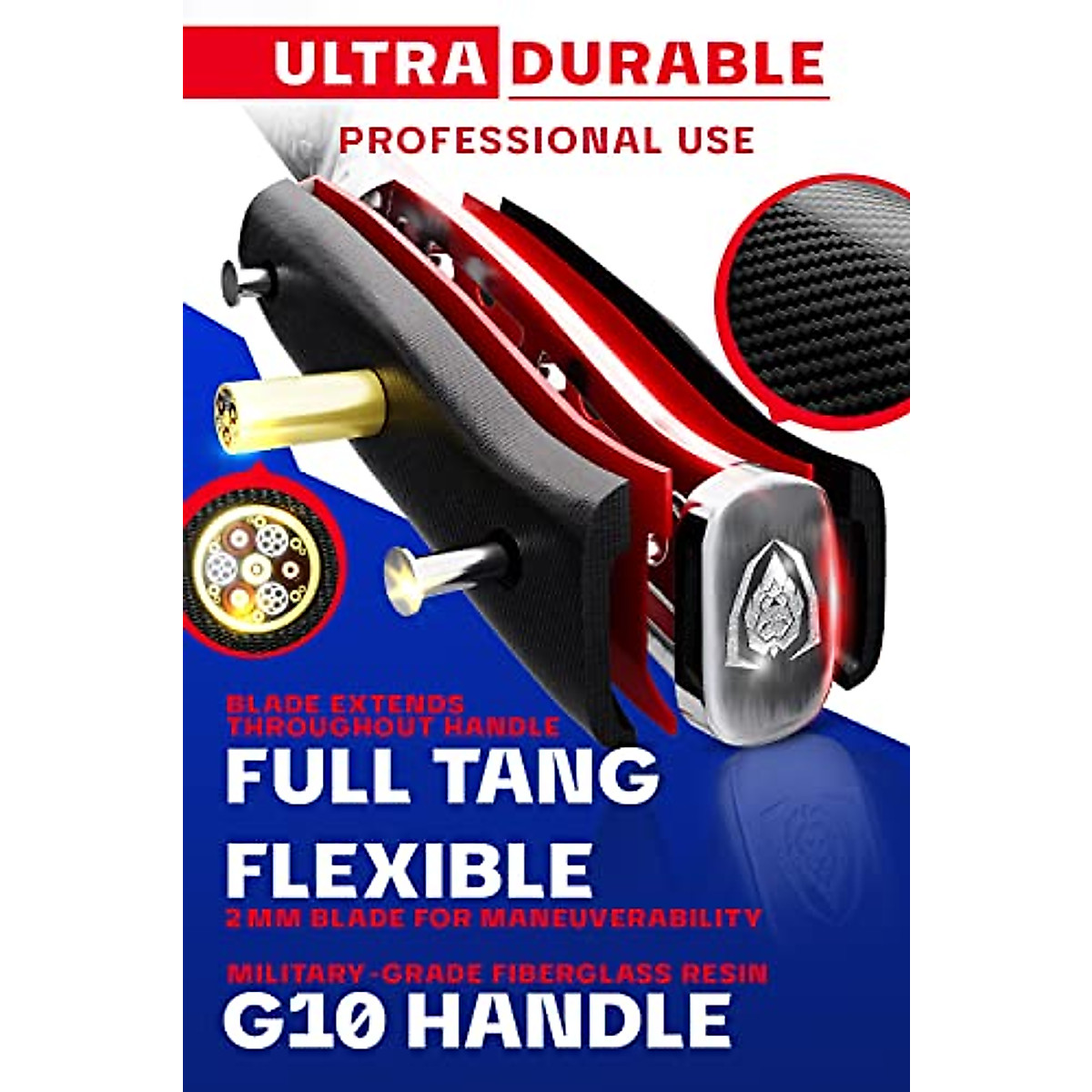 Dalstrong Fillet Knife - 6 inch - Shogun Series ELITE - Damascus - AUS-10V Japanese Super Steel - Boning Knife - Meat Cutting, Carving, Bone, Trimming, Deboning - Black G10 Handle - Sheath Included