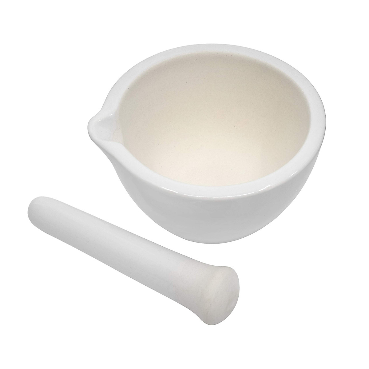 EISCO Porcelain Mortar & Pestle Set, 30oz (900ml) - Unglazed Grinding Surface - Excellent for Kitchen or Laboratory - Grinds Powdered Chemicals, Herbs & Spices - Pill Crusher - White