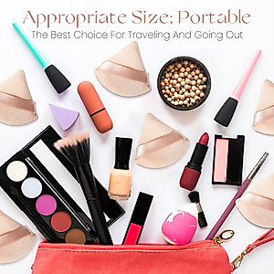 MOTZU 6 Pieces Powder Puff for Face , Cotton Velour Triangle Makeup Puff for Setting, Contouring, Under Eyes, and Corners, 2.76-inch Normal Size, with Strap, Beauty Tool