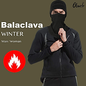 Obacle Balaclava Face Mask Men Women for Winter Cold Weather Warm Ski Mask Black
