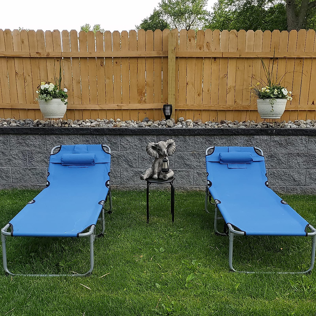 Goplus Tanning Chair, Folding Adjustable Patio Lounge Chair with Face Hole, Removable Pillow, 331LBS, Carry Strap, Outdoor Sunbathing Chair, Lightweight Portable Beach Lounge Chair for Pool Lawn Adult