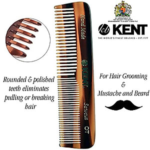 Kent NU19 Gift Set, with OT Fine Tooth/Wide Tooth Pocket Comb for Hair, Mustache and Beard for Men, Women and Kids. Travel Set with Leather Pouch and Stainless Steel Nail File. Handmade in England
