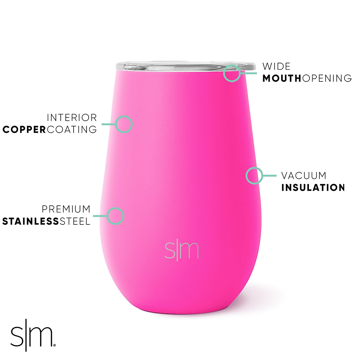 Simple Modern Wine Tumbler with Lid | Cute Stemless Glass Cup with Press-In Lid | Insulated Stainless Steel Coffee Mug | Gifts for Women Men Him Her | Spirit Collection | 12oz | Raspberry Vibes