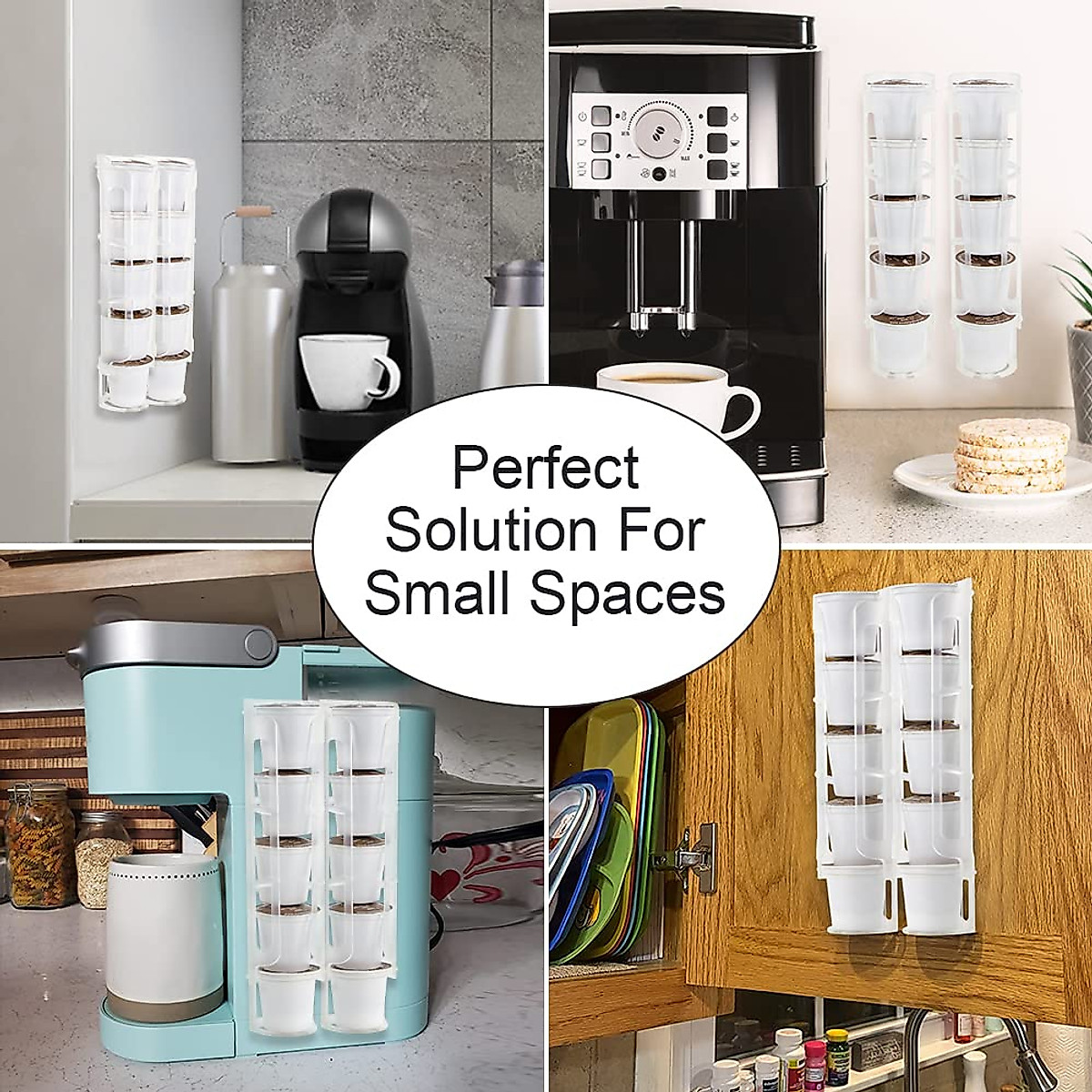 SUNGRACE K-Cup Coffee Pod Holder for Keurig, Side Mount Storage Organizer, Perfect for Small Counters (Transparent, 2 Pack for 10 K-Cups)