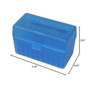 MTM 50 Round Flip-Top Rifle Ammo Box 270 Win 280 Rem 30-06, Blue