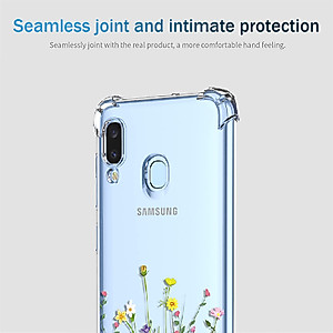 OEURVQO for Galaxy A40 Samsung A40 SM-A405F Case Clear Floral Flower Pattern Soft TPU Shockproof Bumper Anti-Scratch Protective Phone Cover for Samsung Galaxy A40 (Little Wild flowers)