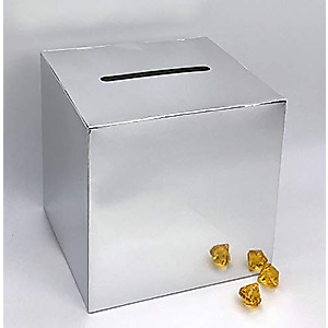 JC HUMMINGBIRD Shining Silver Large Envelope Party Gift Card Money Box Wishing Well 10"x10"