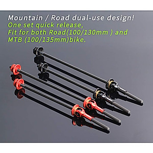 CYCEARTH 40.35g Titanium Bicycle QR Skewer lever MTB Road Bike Wheel Hub Ultralight Ti-Axis Carbon Fiber Handle Quick Release Skewer (Red)