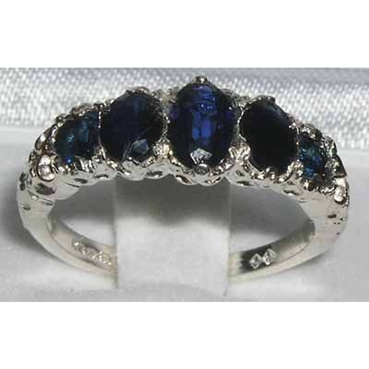 LetsBuyGold 14k White Gold Natural Sapphire Womens Anniversary Ring - Size 4.25