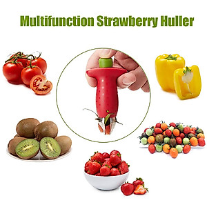 Strawberry Huller Fruit Slicer Set, Berry Stem Leaves Huller Gem Remover Removal Fruit Peeling Tool Kitchen Gadgets Corer Easy for Remove Strawberry Tomatoes and Stem Tool (2PCS)