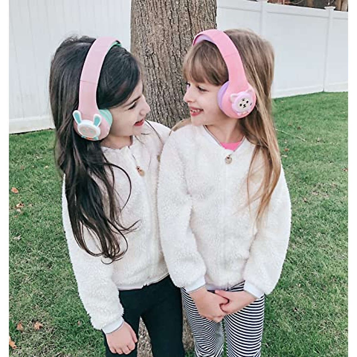 Riwbox Kids Headphones, Baosilon CB-7S Cat Kids Toddler Headphones with LED Light, 75/85/95dB Volume Limited, Kids Wireless Headphones with Mic for School/Tablet/Girls (Purple)