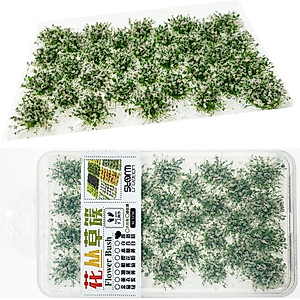 Cayway 128 PCS Miniature Colorful Flower Cluster, 4 Color Static Grass Tuft Model Grass Tufts Flower Vegetation Groups Static Grass Tufts for DIY Model Train Landscape Railroad Scenery