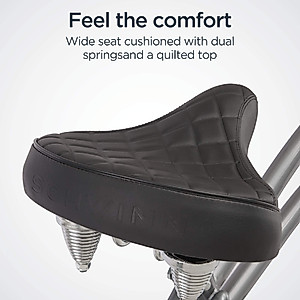 Schwinn Huron Beach Cruiser Bike for Adult, 7-Speed, Front and Rear Linear Pull Brake, 26-Inch Wheels, 17-Inch Step-Over Steel Frame, Full Front & Rear Fenders, Grey