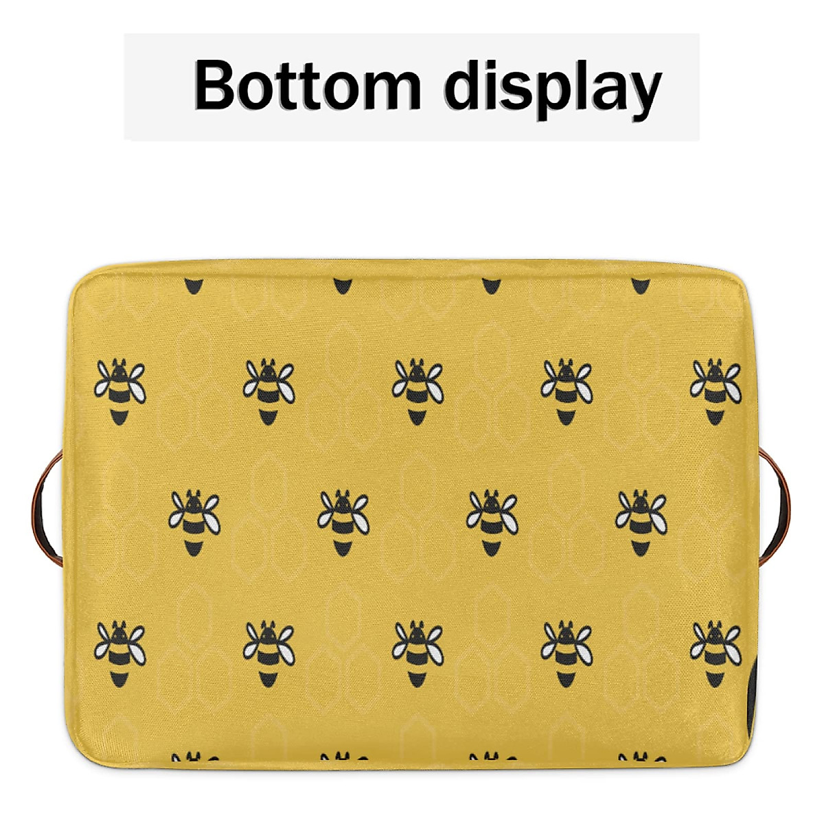 Storage Baskets with Handles, Bee Yellow Storage Cube Rectangular Fabric Collapsible Toy Storage Bin Organizer for Closet Shelf Laundry Nursery Kids Bedroom, 15x11x9.5 In,1 Pack