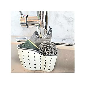 2 Pcs White, Kitchen Faucet Organizer, Faucet Soap Holder, Bathroom Over Sink Organizer, Kitchen Sink Organizers for Soap and Sponges