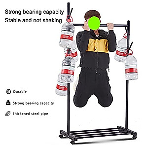 ZBYL Clothing Rack Garment Rack, Metal Free Standing Clothes Closet Rack with Bottom Rack, Rolling Wardrobe Rack with Wheels, Portable Organizer Standard Rod for Hanging Clothes, 100×169cm