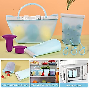 Reusable Bags Gallon Freezer Bags Gallon Containers For Liquids 10pcs Ziplock Bags Gallon Ziploc Endurables Bags Ziploc Slider Bags Reus Silicone Food Storage Bag Food Bunker(Microwave Freezer Usable)