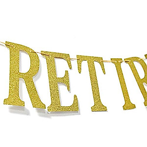 Gold Glittery Happy Retirement Banner, Official Retired Decor - Retirement Party Decorations Supplies