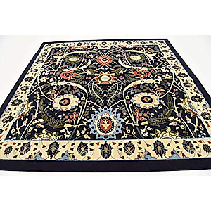 Unique Loom Espahan Collection Area Rug - Cape Cod (7' 10" Square, Navy Blue/ Black)