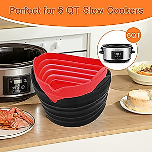 KSUYICA Crock Pot Divider Insert Silicone, Slow Cooker Dividers Silicone Liners Fit 6-8 Qt Crockpots, Reusable BPA Free Leakproof crock pot liner Accessories Cooking Liner for Most Slow Cooker