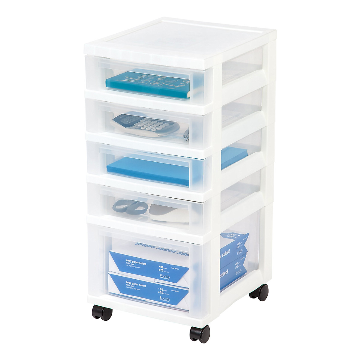 IRIS USA MC-341-NS Storage Drawer Cart, 5 WHT CLR, White