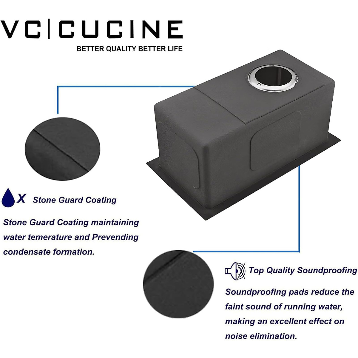 VCCUCINE Black Undermount Bar Sink, 10 x 18 Inch RV Small Kitchen Sink, Handmade Stainless Steel Wet Bar Sink, Outdoor Single Bowl Prep Sink with Dish Grid & Drain