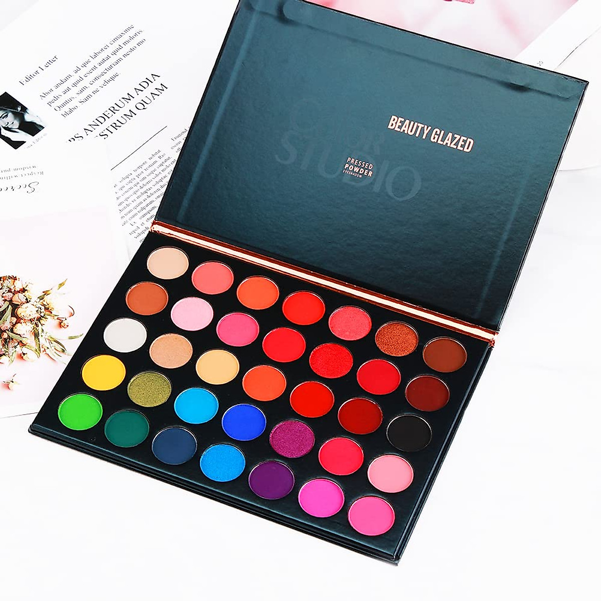MYUANGO Color Studio Eyeshadow Palette, Highly Pigmented 35 Shades Matte and Shimmers Makeup Palette, Waterproof Blendable Eye Shadow, Cruelty- Free Makeup Pallet