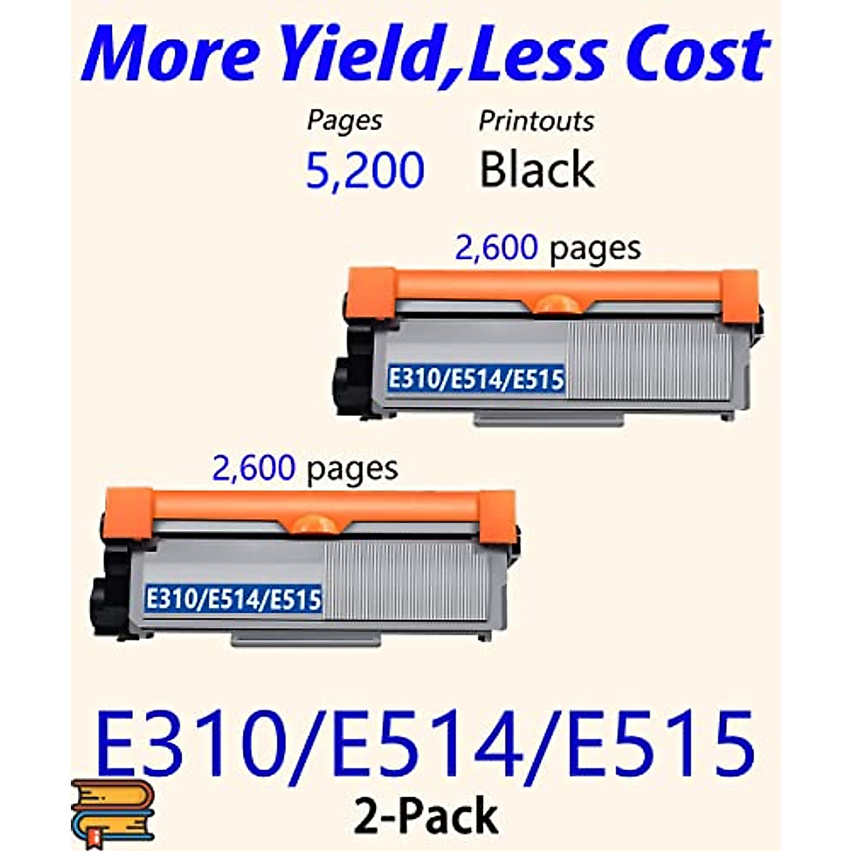 (2-Pack, Black) Compatible ColorPrint E515DW Toner Cartridge Replacement for Dell E310dw E310 E514dw E515dn E515 593-BBKD Laser Printer