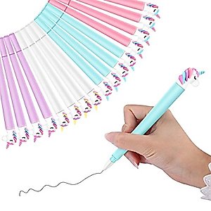 BTYMS 16pcs Cute Unicorn Gel Pen Liquid Ink Pens Office School Supplies Student Gift 0.5mm Ballpoint Pen